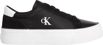 Calvin Klein Baskets Vulcanisées Femme Flatform Nylon Mix avec Logo, Noir (Black/Bright White), 37