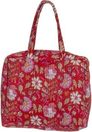 Coline Sac matelass&eacute; imprim&eacute; floral - Couleur : Rouge