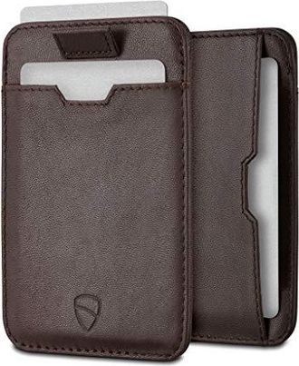 Vaultskin Porte-Cartes Homme en Cuir - Portefeuille avec Protection RFID, Étui Cartes Bancaires & Crédit, Carte RFID Blocker, Mini Portefeuille Slim Homme (Marr
