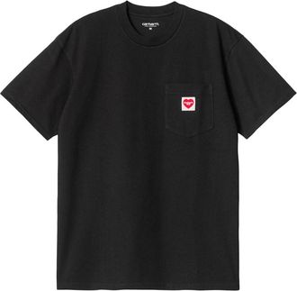 Carhartt Work in Progress Homme, Tops, Noir, Taille: M Pocket Heart T-shirt