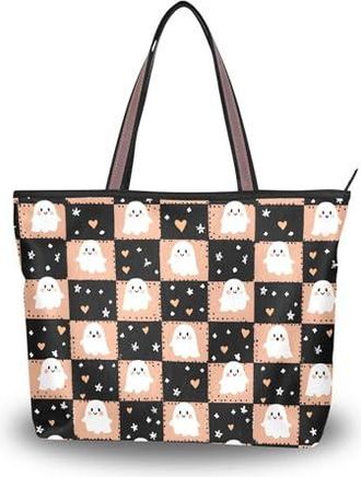 Alaza Grand sac fourre-tout, sac à bandoulière pour femme, sac à main décontracté, sac à main décontracté, motif chats, Halloween, citrouille, sac de course