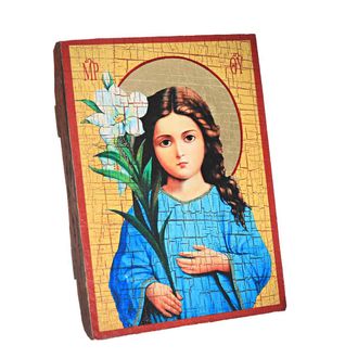 NKlaus Triletstvujushhaja GottesMutter, Christliche Holz Ikone 16x12,5 handarbeit 37025