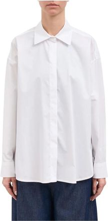 Dondup Femme, Blouses et Chemises, Blanc, Taille: 38 FR Camicia Over in Gabardina Tinto Filo