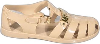 Moschino Homme, Chaussures, Beige, Taille: 43 EU Sandales &agrave; boucle logo