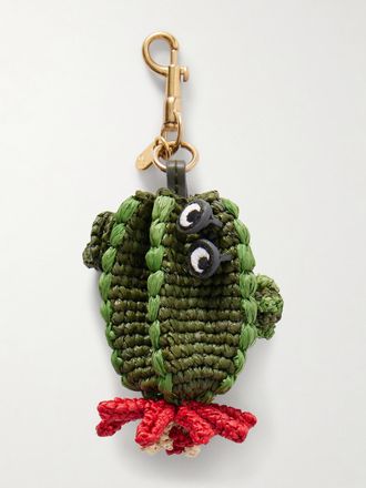 Anya Hindmarch Charm Pour Sac &Agrave; Main En M&eacute;tal Dor&eacute; Et En Raphia Cactus - Vert