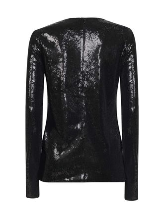 Toteme Womens Black Sequin Long-Sleeved Top Polyester Knitwear Sweater