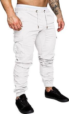 Generic Pantalon cargo pour homme, uni, confortable, pratique, en tissu, pantalon de jogging classique, pantalon baggy en coton, pantalon de travail avec plus