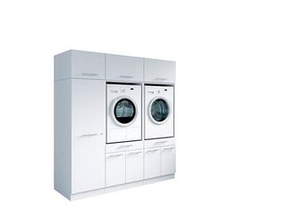 Laundreezy Waschraum Komplett-Set, Wei&szlig; - Modulares Schranksystem f&uuml;r Waschk&uuml;che & Hauswirtschaftsraum - 186 x 200 x 68 cm (B/H/T)