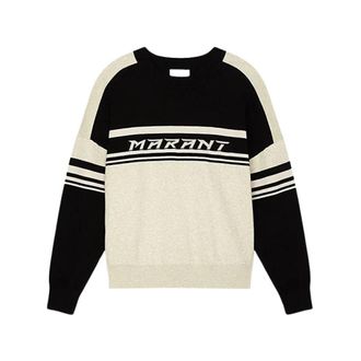 Isabel Marant Schwarze Lang&auml;rmelige Baumwoll-Strickware mit Rundhalsausschnitt - - Knitwear - Herren - Wei&szlig; - XS