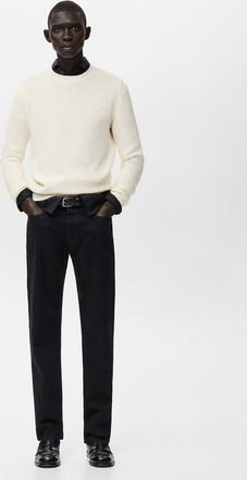 Mango Pull en maille 100 % coton blanc cass&eacute; - Homme - XL - MANGO MAN