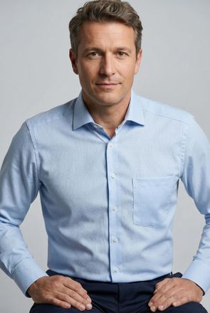 Olymp Businesshemd OLYMP Luxor modern fit, Herren, Gr. 38, N-Gr, blau (bleu), Web, Obermaterial: 100% Baumwolle, 2-Knopf-Manschette, Hemden