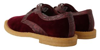 Dolce & Gabbana Mens Bordeaux Velvet Exotic Leather Shoes Red