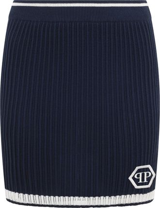 Philipp Plein Knitted Mini Skirt Hexagon