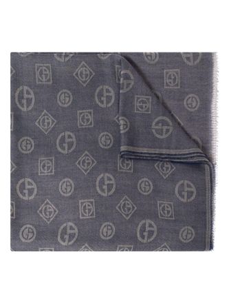 Giorgio Armani cravate à logo en jacquard - Bleu
