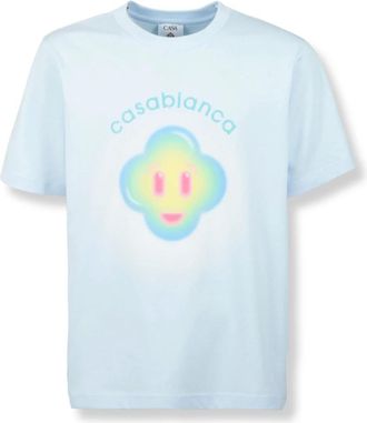 Casablanca Homme, Tops, Bleu, Taille: S Airbrush Smiley T-Shirt