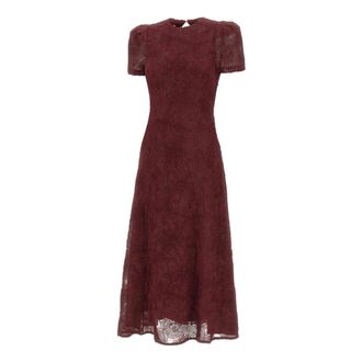 Rotate Rotate Birger Christensen, Femme, Robes, Rouge, Taille: 40 FR Robe Longue en Maille 3D