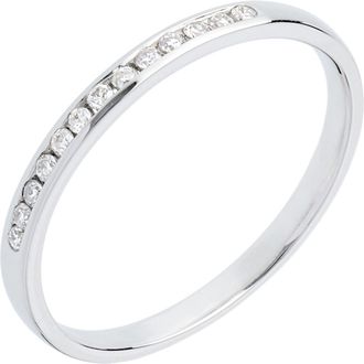 Edenly Trauring zur Hälfte mit Diamanten besetzt in Weissgold - Kanalfassung - 13 Diamanten