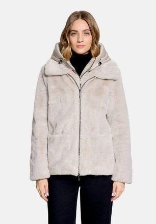 AMBER & JUNE Pl&uuml;schjacke Damen mit abnehmbarem Westenteil
