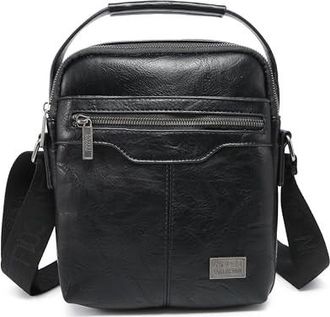 Coveri Collection ART.CC M08 Sacoche pour homme en cuir synth&eacute;tique, grand compartiment, poign&eacute;e, dimensions 25 x 20 x 8 cm, bandouli&egrave;re personnalis&eacute;e,, Noir