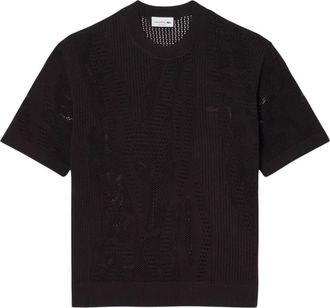 Lacoste Homme, Pulls, Brun, Taille: XL Pull Imprim&eacute; Manches Courtes Coupe D&eacute;contract&eacute;e