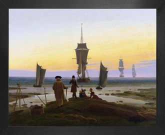 1art1 Caspar David Friedrich Poster Kunstdruck Bild und MDF-Rahmen - Die Lebensstufen, 1835 (50 x 40cm)
