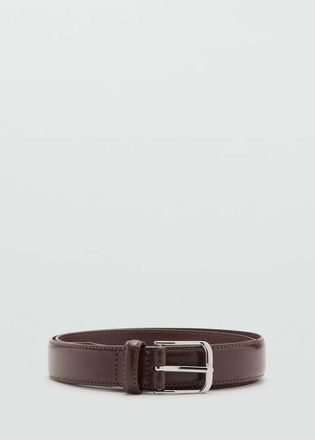 Mango Ceinture cuir boucle marron moyen - Homme - 100 - MANGO MAN
