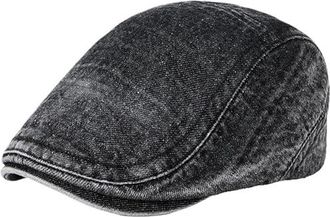 Generic Chapeau vintage en denim d&eacute;lav&eacute; for femme, casquette de taxi, chapeau plat d&eacute;t&eacute; for le soleil Pour lautomne et lhiver(Black)