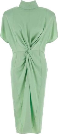 Stella McCartney Femme, Robes, Vert, Taille: 36 FR Robe Midi &agrave; Manches Courtes et Col Halter avec Torsad&eacute;