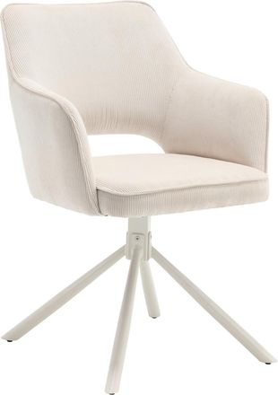 Livetastic Armlehnstuhl Cord, Creme, Metall, Textil, konisch, rund, 61x85x61 cm, Sitzfläche 180° drehbar, Esszimmer, Stühle, Esszimmerstühle