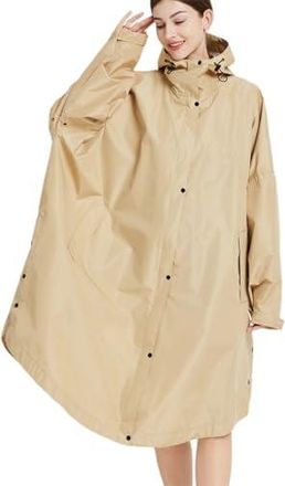 Generic Blouson Chaud Femme Veste longue imperm&eacute;able et coupe-vent avec capuche en mat&eacute;riau PU respirant pour activit&eacute;s ext&eacute;rieures en toutes saisons (Khaki, 