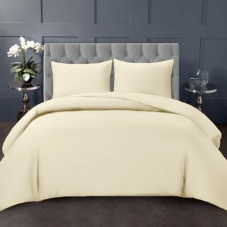 Pizuna Bettbezug 135x200 cm Baumwolle Neu Elfenbein, 1000 Fadenzahl aus 100% langstapeliger Baumwolle in Satinbindung Dickes Bettbezug mit verdecktem Knopfve