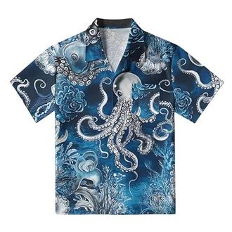 Keephen keephen Oc&eacute;an Homard Chemise &agrave; Boutons Femmes Hommes &Eacute;crevisse Impression 3D Chemise Hawaiienne Col &agrave; Revers Plage Vacances Chemise de Bowling