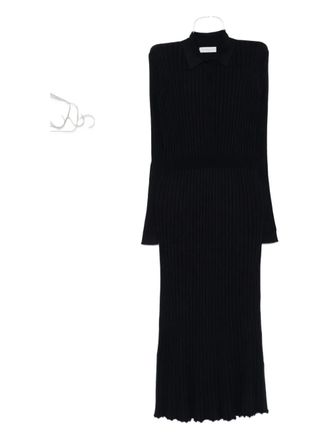 Gabriela Hearst robe mi-longue à col côtelé - Bleu