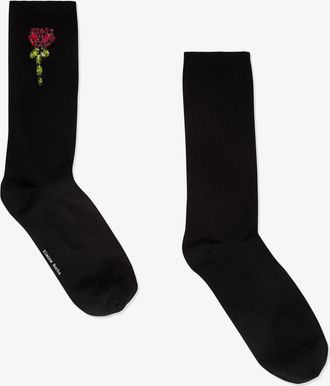 Simone Rocha chaussettes &agrave; rose brod&eacute;e - Noir