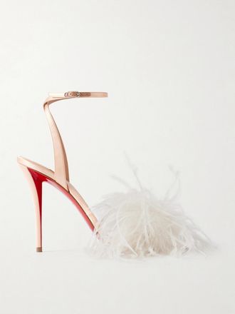 Christian Louboutin Sandales En Satin &Agrave; Plumes Miss Z Poupi 100 - Rose