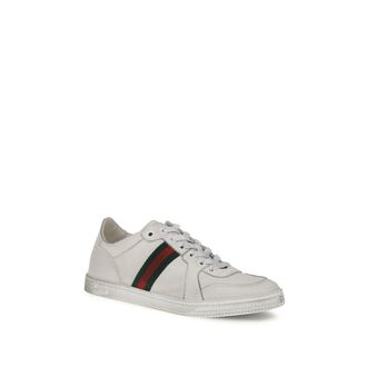 Gucci Womens White Calf Leather Bos Taurus Athletic Sneakers