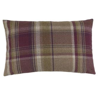 McAlister Textiles Heritage | Kissenbezug f&uuml;r Sofakissen in Maulbeere Violett | 60 x 40 cm | gewobenes Tartan-Muster kariert | Deko Kissenh&uuml;lle Sofa, Bett, Couch pflegel
