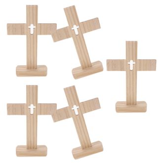 Lurrose 5 St&uuml;ck Holzkreuze aus Kiefernholz Handgefertigte Tischkreuze f&uuml;r Altar Kirche und Gebetsraum Tragbare Religi&ouml;se Kreuzdekoration f&uuml;r Zuhause und Festl