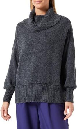 Only Onlhazel Ls Cowlneck BF KNT Pull en Tricot, Gris foncé mélangé, S Femme