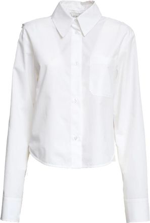Sportmax Femme, Blouses et Chemises, Blanc, Taille: 36 FR Camicia in tela di cotone tecnico