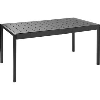 Beliani Gartentisch schwarz Kunststoffgestell 154 x 84 cm 4-6 Sitzer wetterfest f&uuml;r Garten Terrasse Au&szlig;enbereich Outdoor