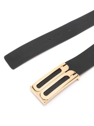 Victoria Beckham Logo-Buckle Leather Belt - Black