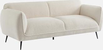 Sweeek Canapé 3 Places Tissu Bouclette crème et Pieds métal Noir