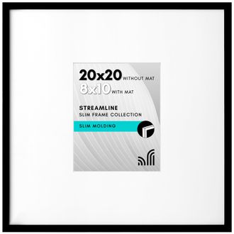 Americanflat Bilderrahmen mit Plexiglas, 50,8 x 50,8 cm, mit Passepartout oder 50,8 x 50,8 cm ohne Passepartout, Streamline-Kollektion, d&uuml;nner quadratischer Bilder