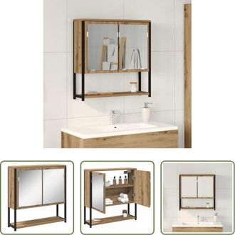 vidaXL Wandmontage - Spiegelschrank Artisan-Eiche 60 x 16 x 60 cm Holzwerkstoff