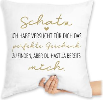 Shirtracer Kissen 40x40 Zierkissen - Partner Ideen Finden Schatz Geschenk Valentinstag Mann Geschenkideen zum Valentinstag Frauen - 40 x 40 cm - Weiß - partnerpi