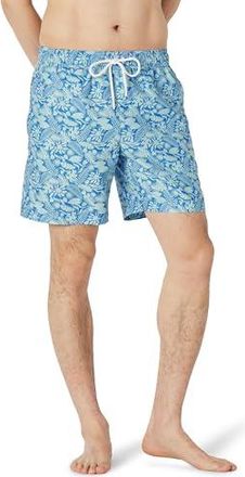 Amazon Essentials Short de Bain à séchage Rapide pour Homme 17,8 cm, Feuilles Tropicales Bleues, Taille XXL