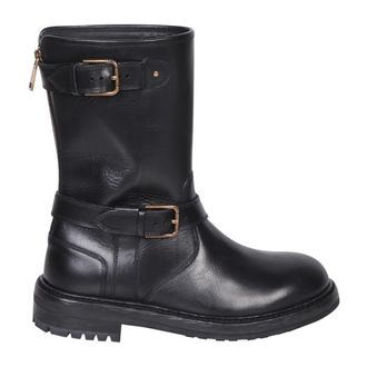 Dolce & Gabbana Leder Biker Boots - - Shoes - Herren - Schwarzk - 41 EU