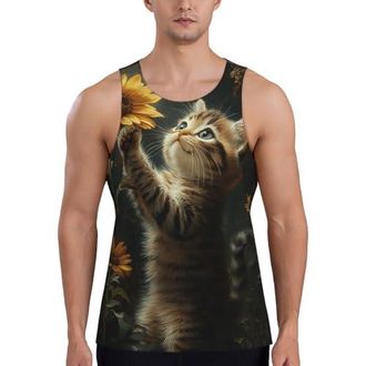 Generic D&eacute;bardeur respirant &agrave; s&eacute;chage rapide sans manches pour homme pour entra&icirc;nement &agrave; la plage S &agrave; 4XL, Chat mignon 19, 4XL