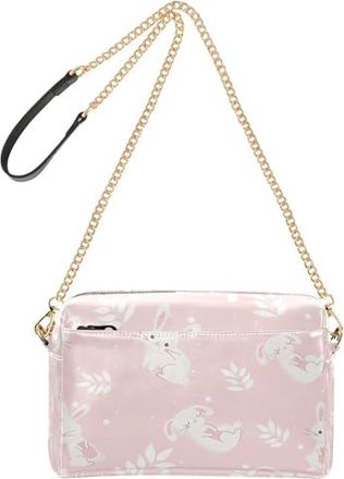 HMZXZ Sacs à bandoulière blancs à motif floral rose pour femme, petit sac à main en cuir, sac à main à bandoulière Happy Easter Day